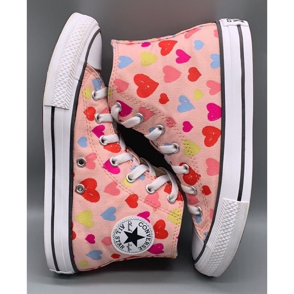 Converse | Shoes | Converse Hearts Pink Chuck Taylor Junior High Top ...
